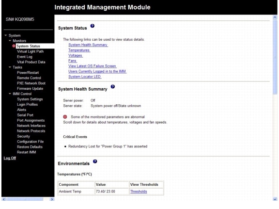 Integrated Management Module User Guide Opening And Using The IMM Web