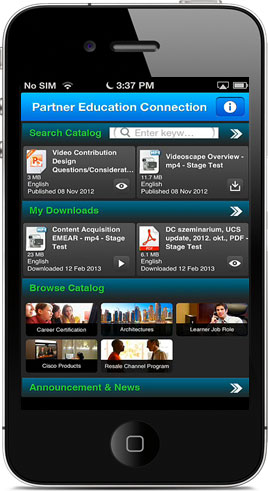 Example screen shot of the mPEC for the iPhone interface