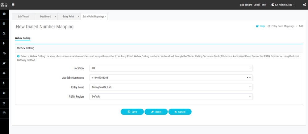 Configure Dialogflow CX Virutal Agent - Cisco
