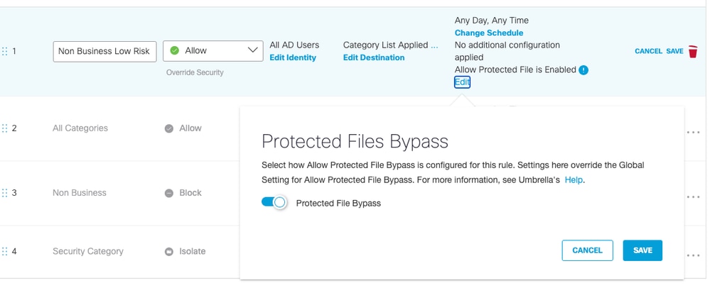Enable Protected File Bypass in a Web Policy Rule in Umbrella SWG - Cisco