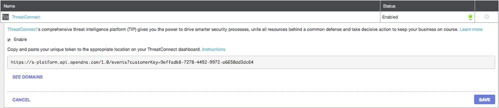 将ThreatConnect与Umbrella集成 - Cisco
