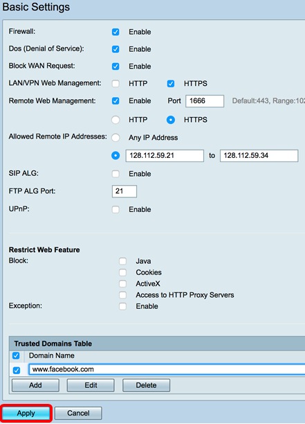 Configurez les paramètres du pare-feu de base sur le routeur de gamme ...