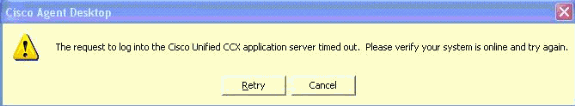 Cisco Agent Desktop Returns "timed out" Error Message - Cisco