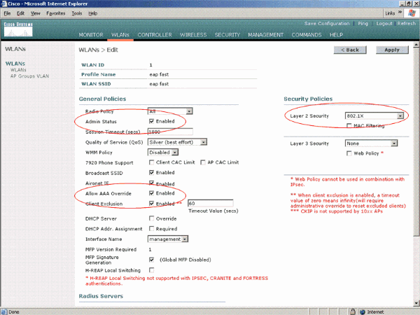 Autenticação EAP-FAST com exemplo de configuração dos controladores e ...