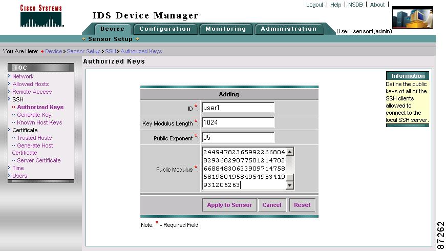 IDS Device Manager Sensor Setup - Cisco