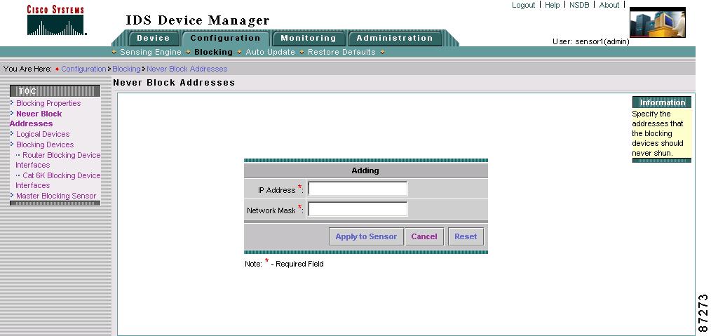 IDS Device Manager Configuration Tasks - Cisco
