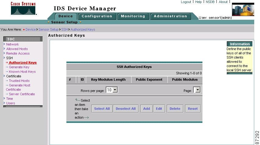 IDS Device Manager Sensor Setup - Cisco