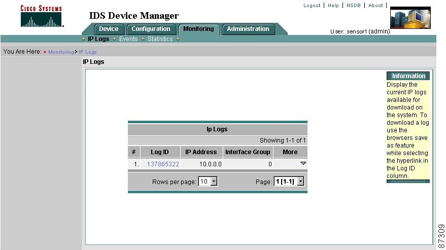 IDS Device Manager Monitoring Tasks - Cisco
