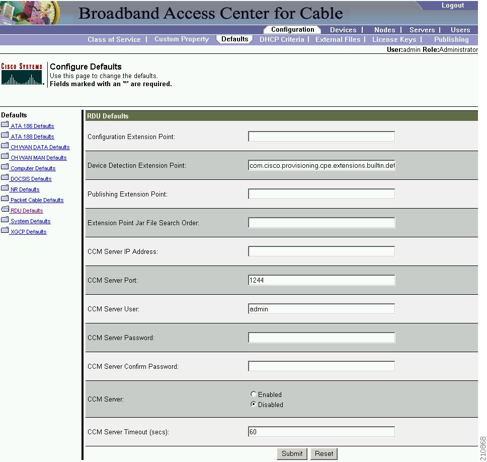 Cisco Broadband Access Center Administrator Guide, Release 2.7.1 - Chapter 11 - Configuring ...