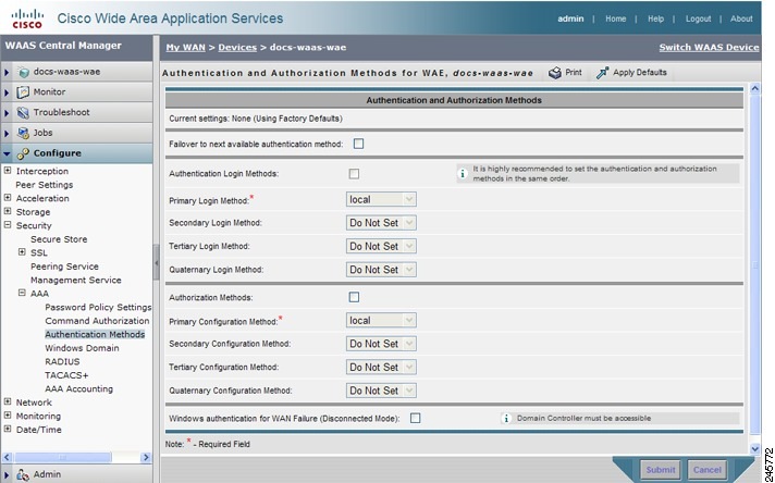 Cisco Wide Area Application Services Configuration Guide (Software Version 4.3.1) - Configuring ...
