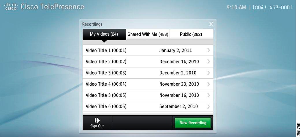 Cisco Telepresence System User Guide Software Release Tx 6 Managing Recordings Cisco