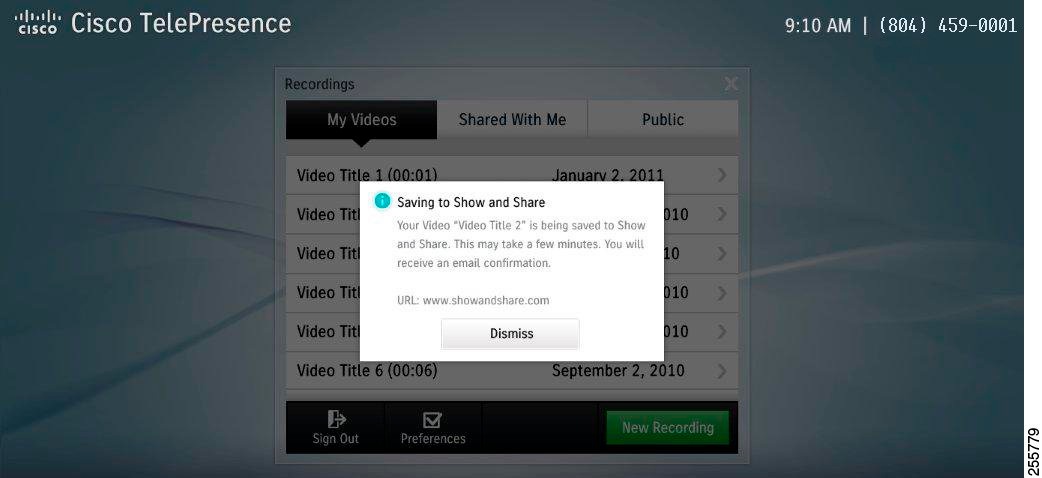 Cisco Telepresence System User Guide Software Release Tx 6 Managing Recordings Cisco