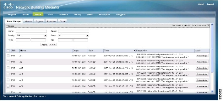 Cisco Network Building Mediator User Guide - Managing Events [Support ...