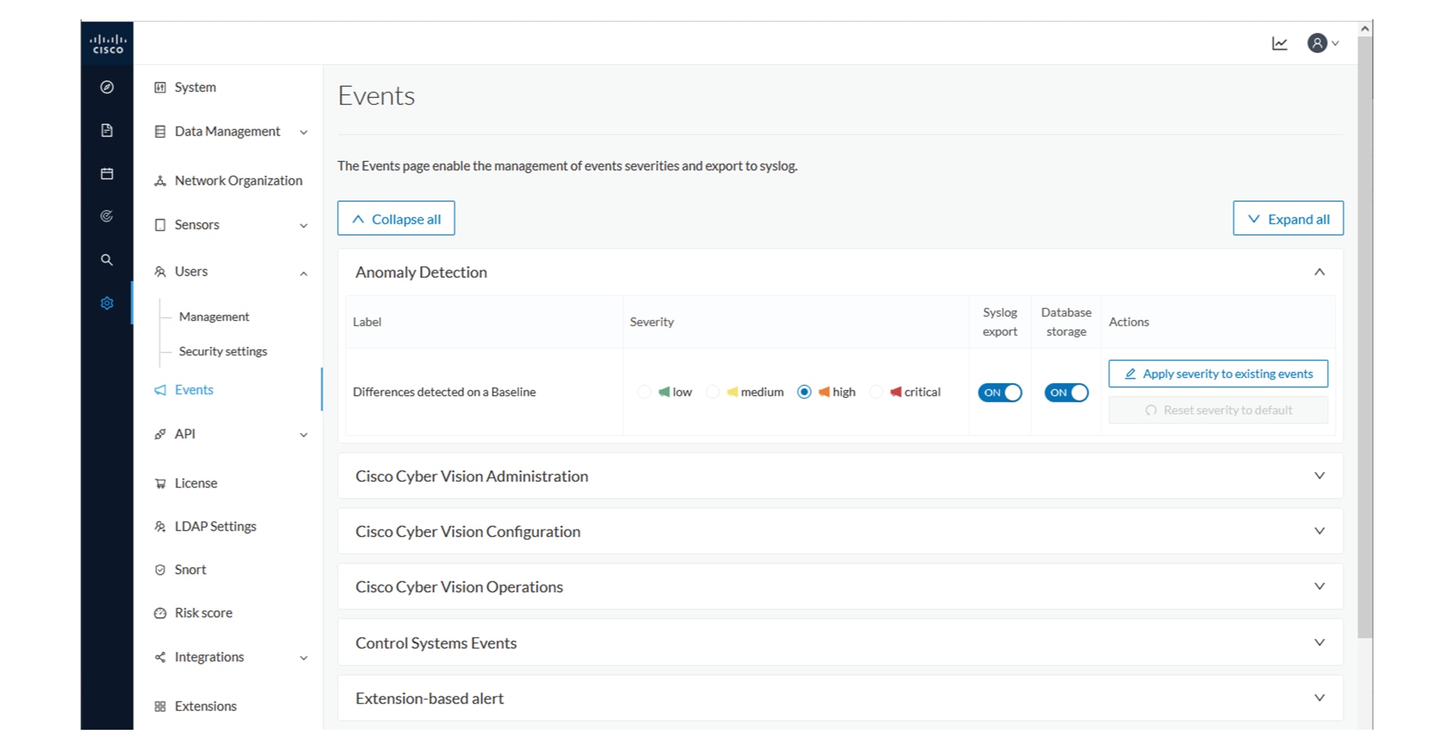 Cisco Cyber Vision Gui Administration Guide Release 5 0 0 Events