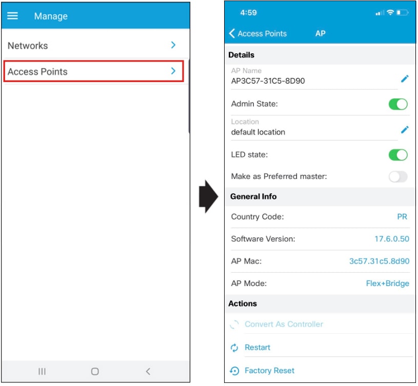 User Guide for Cisco Catalyst Wireless Mobile Application - Managing the Wi-Fi Network [Cisco ...