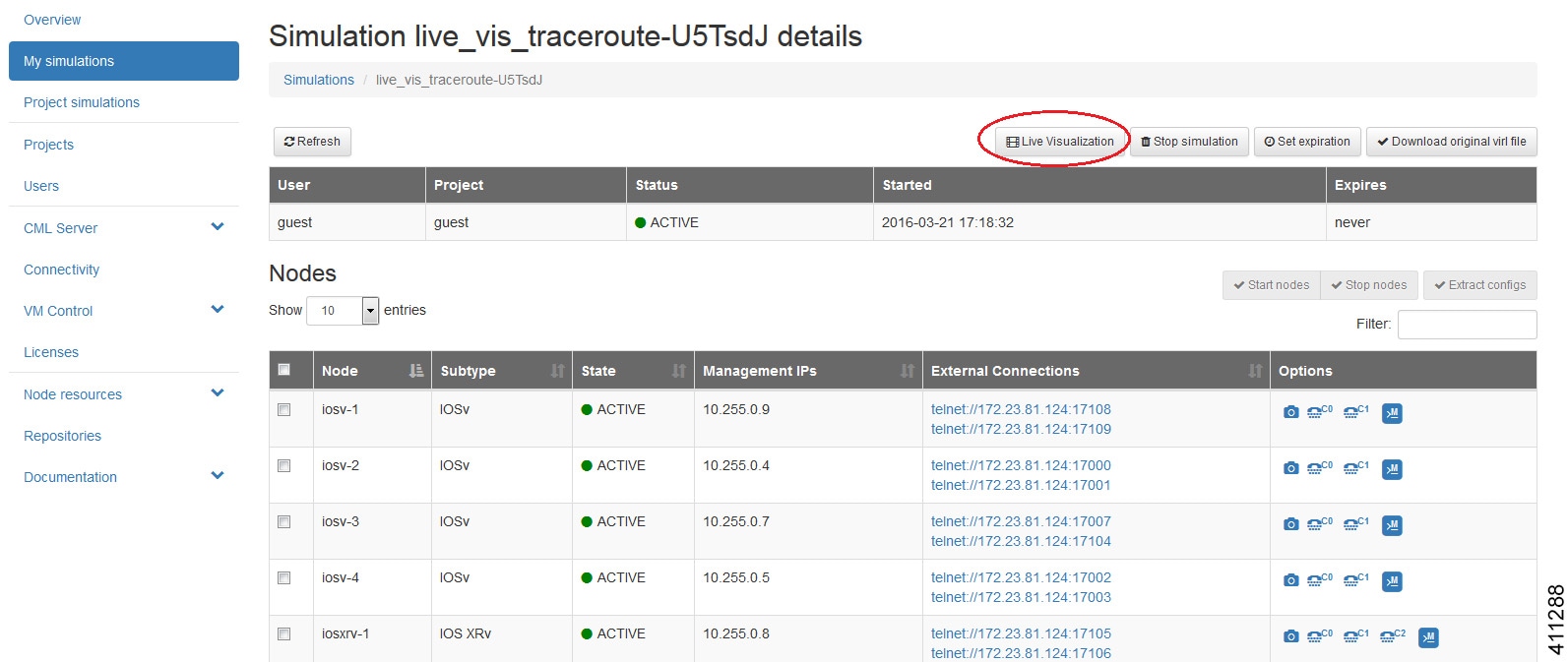 Cisco Modeling Labs Corporate Edition User Guide Release 1 5 Visualizing The Simulation