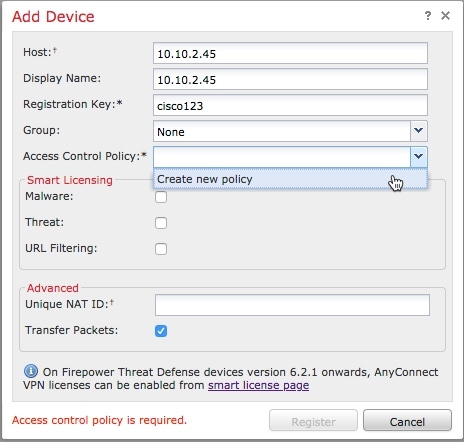 How to Manage a Device with the Firepower Management Center - Configure ...