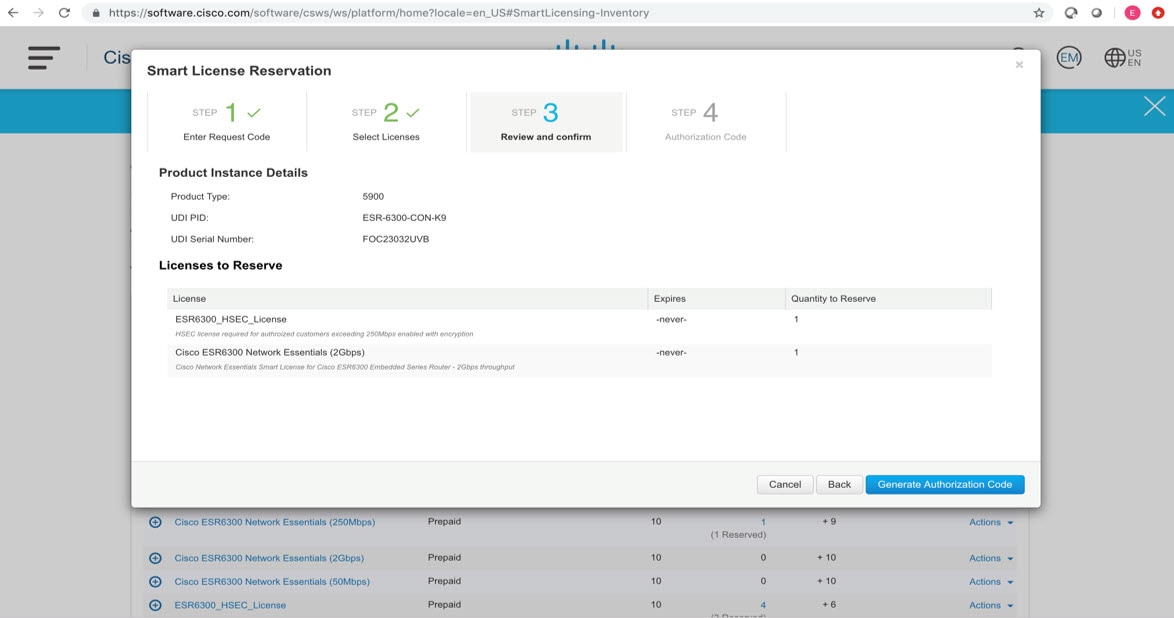 Cisco Embedded Service 6300 Series Software Configuration Guide - Specific License Reservation ...