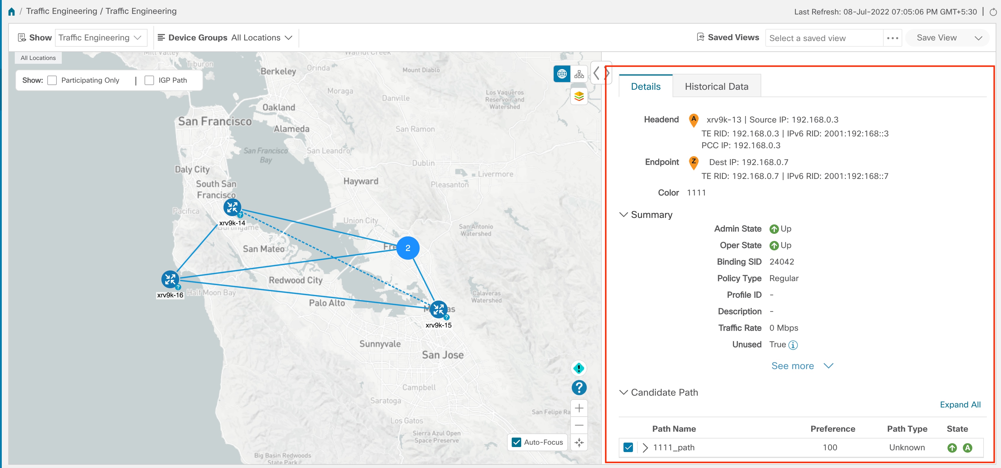 Cisco Crosswork Optimization Engine 4.1 User Guide - Visualize SR-MPLS and SRv6 Policies [Cisco ...