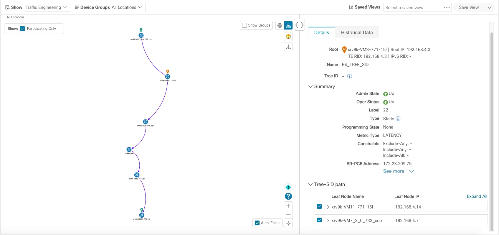 Cisco Crosswork Optimization Engine 4.0 User Guide - Visualize Tree-SID Policies [Support] - Cisco