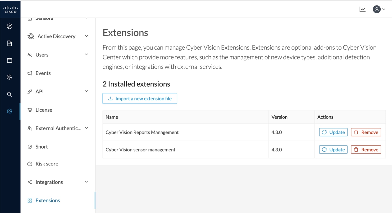 Cisco Cyber Vision GUI Administration Guide, Release 4.3.0 - Extensions [Cisco Cyber Vision] - Cisco