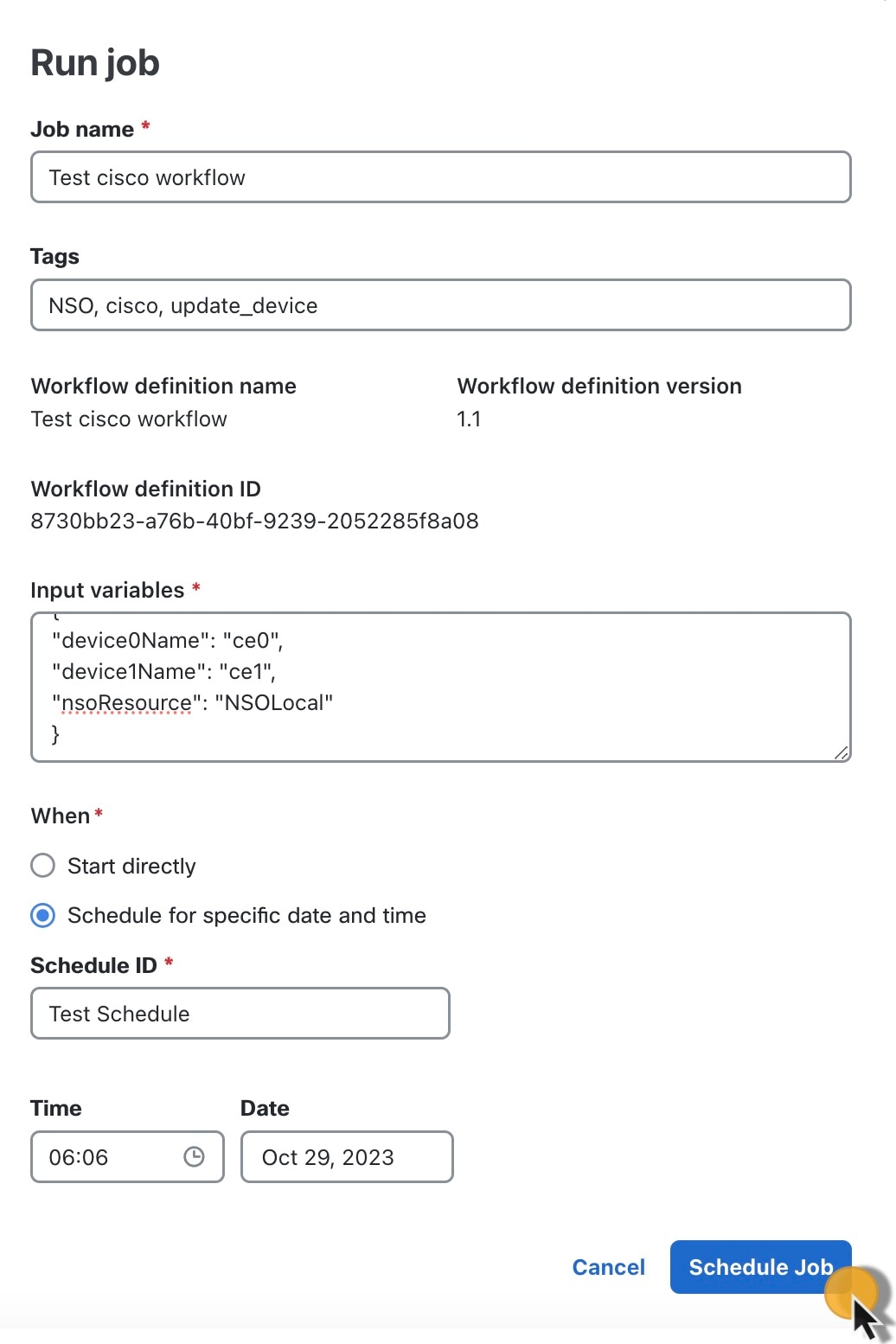 Cisco Crosswork Workflow Manager 11 Operator Guide Jobs Cisco Crosswork Workflow Manager 4921