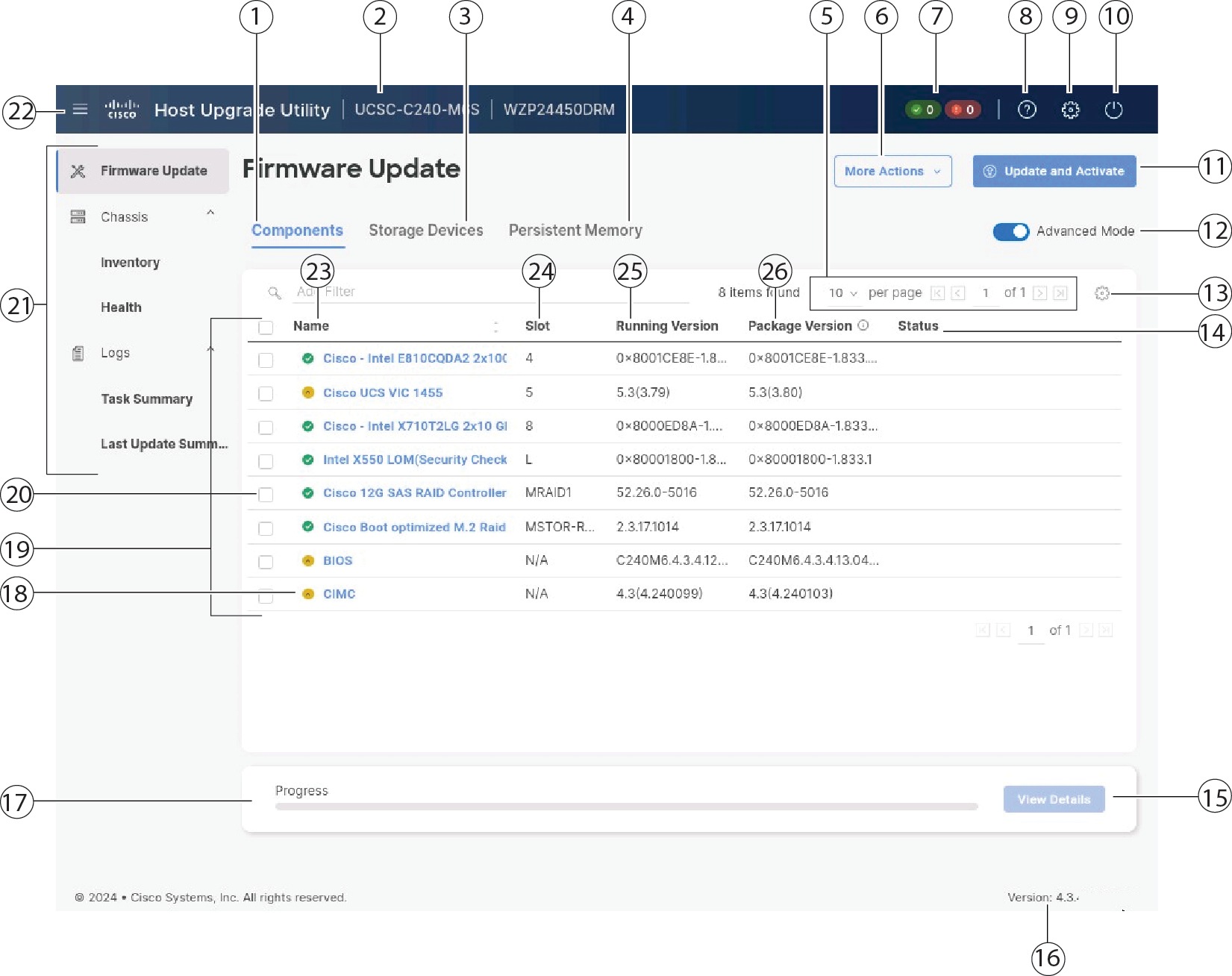 Cisco Host Upgrade Utility User Guide, Release 4.3 - Understanding User Interface for the HUU ...