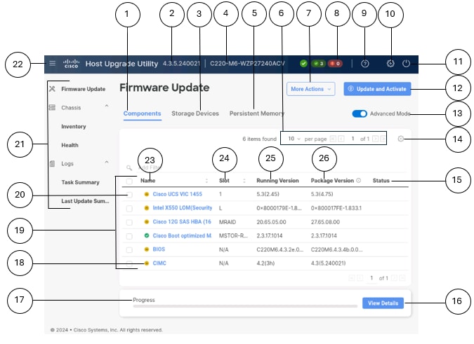 Cisco Host Upgrade Utility User Guide, Release 4.3 - Understanding User Interface of the Cisco ...