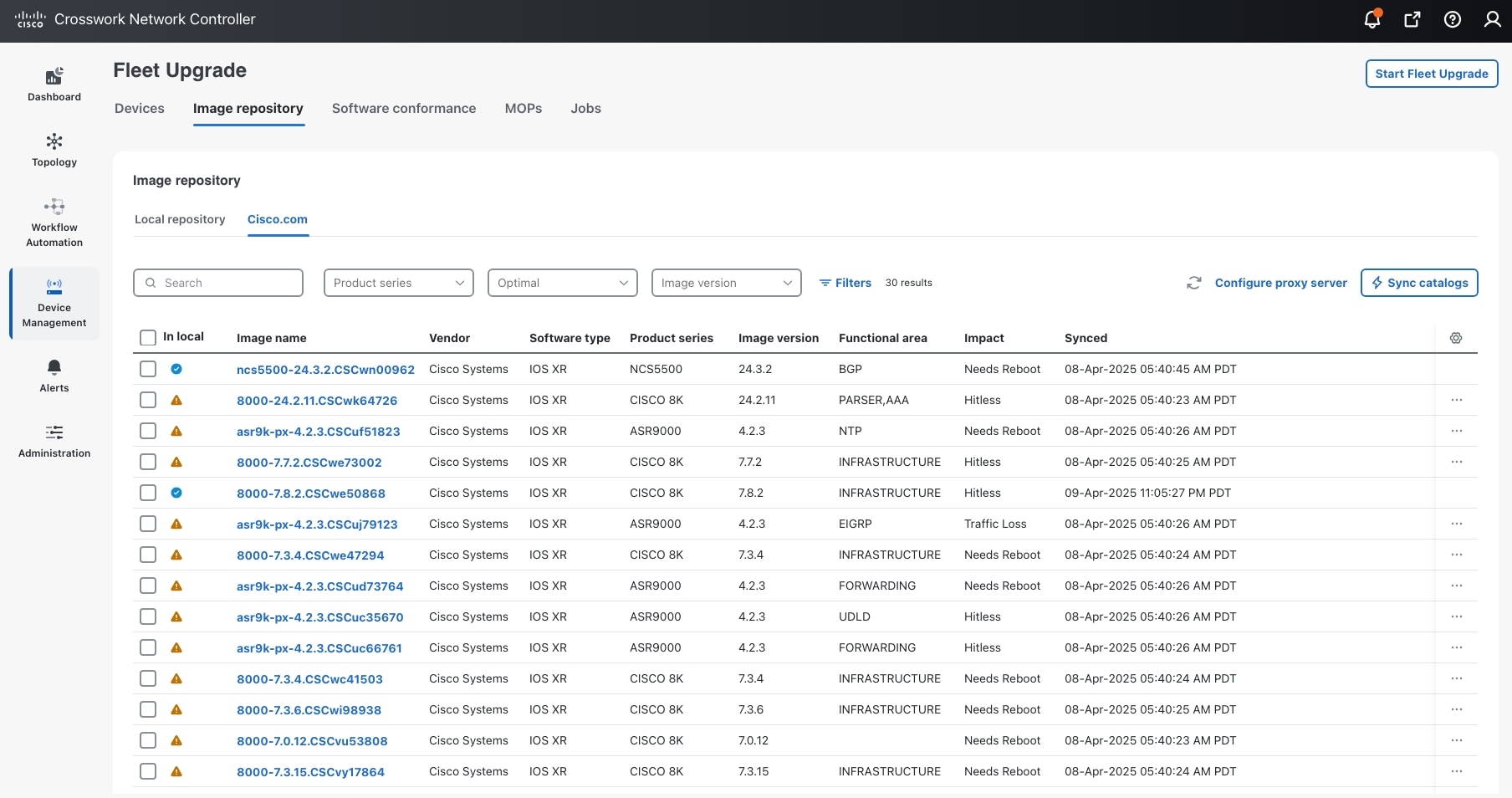 Cisco Crosswork Network Controller 7.1 Fleet Upgrade - Get Started With Fleet Upgrade [Cisco ...