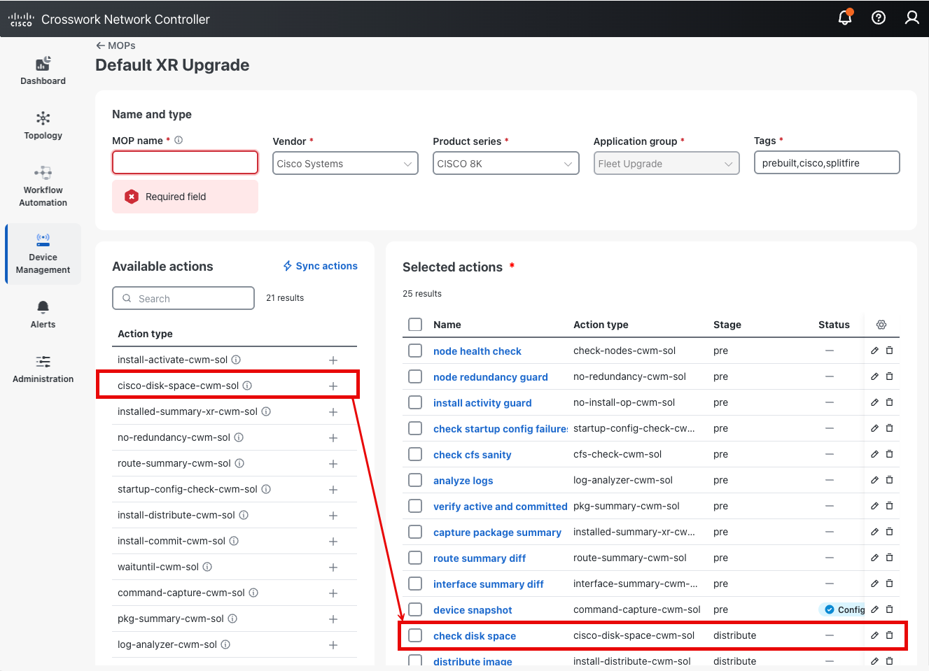 Cisco Crosswork Network Controller 7.1 Fleet Upgrade - Customize Fleet ...