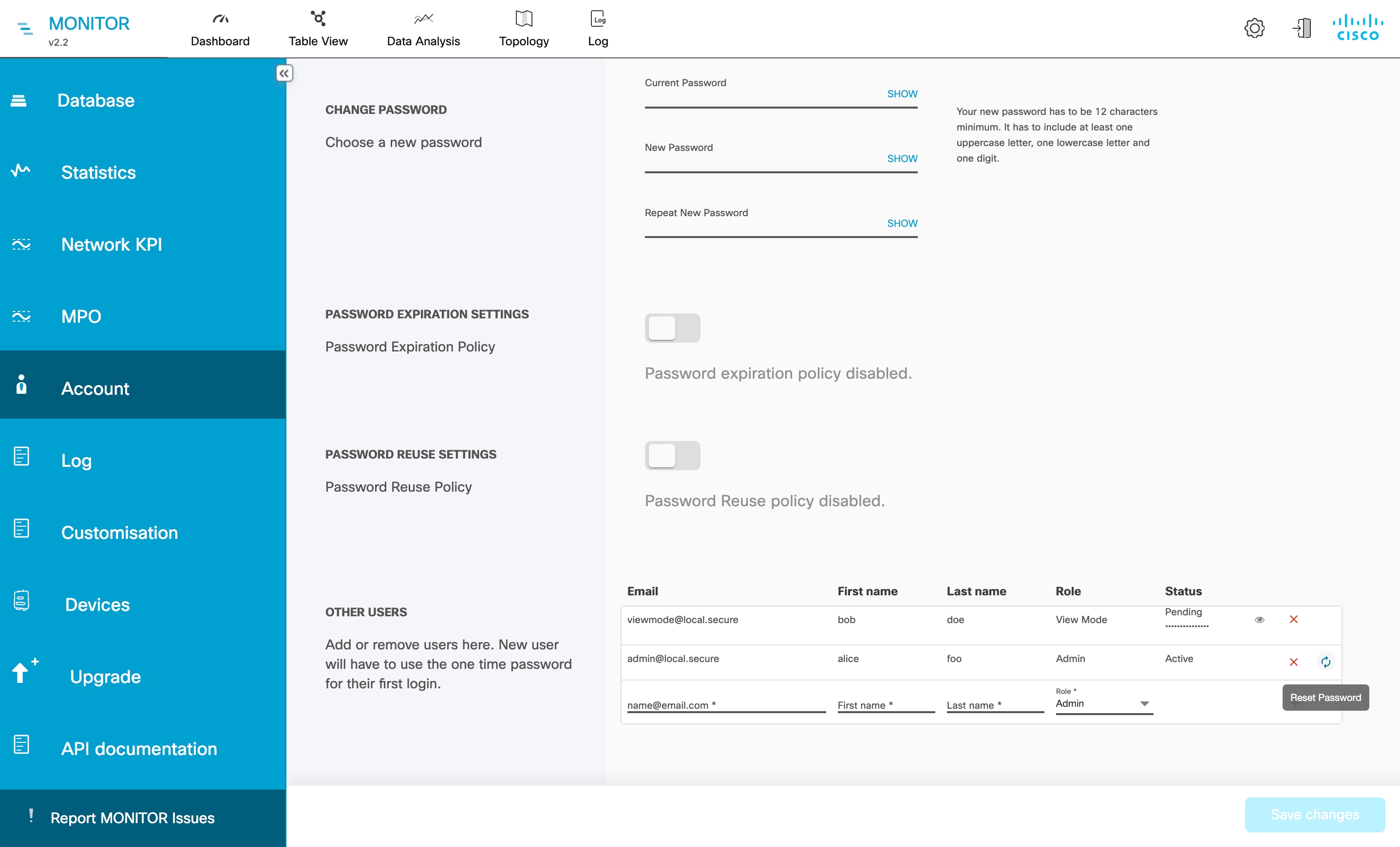 IW Monitor User Guide, Release 3.0.0 - Manage User Accounts [Cisco ...