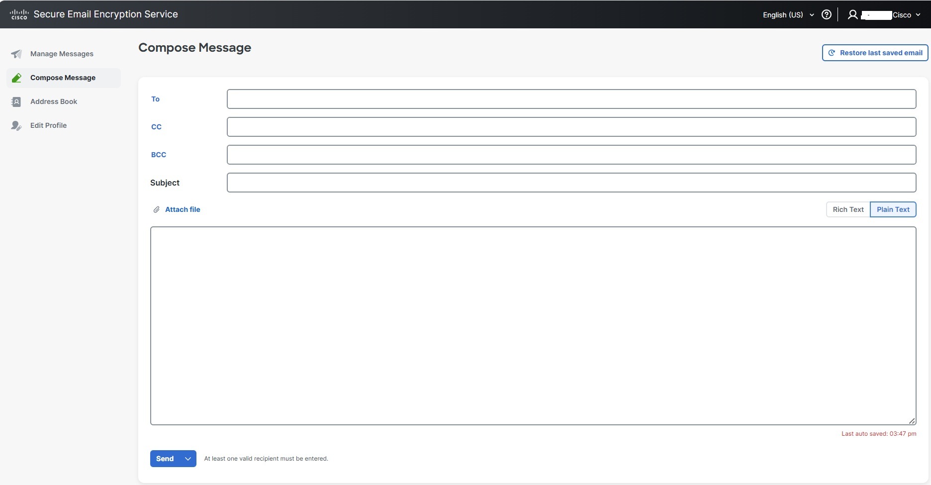 Recipient Guide for Cisco Secure Email Encryption Service 10.0 - Overview of Sending Email ...