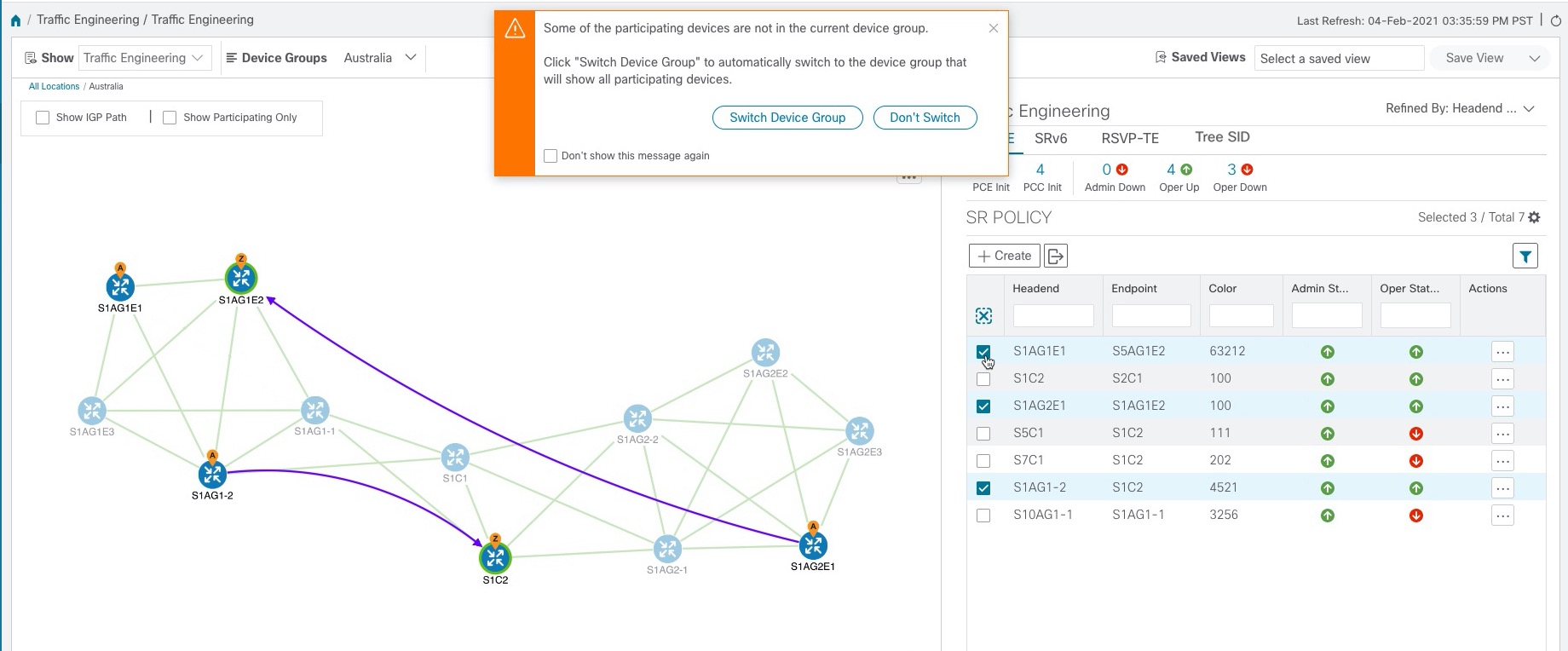 Cisco Crosswork Optimization Engine 41 User Guide Visualize Sr Mpls And Srv6 Policies Cisco 