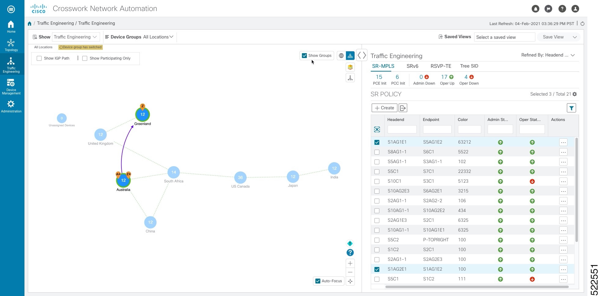 Cisco Crosswork Optimization Engine 41 User Guide Visualize Sr Mpls And Srv6 Policies Cisco
