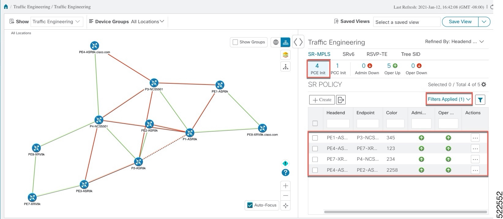 Cisco Crosswork Optimization Engine 4.1 User Guide - Visualize SR-MPLS and SRv6 Policies [Cisco ...