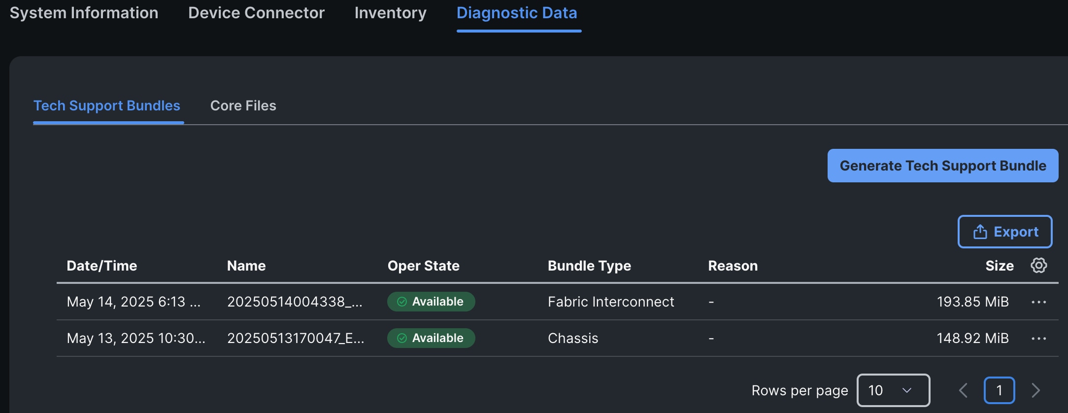 Cisco Intersight Managed Mode Fabric Interconnect Admin Guide - Diagnostic Data [Cisco ...