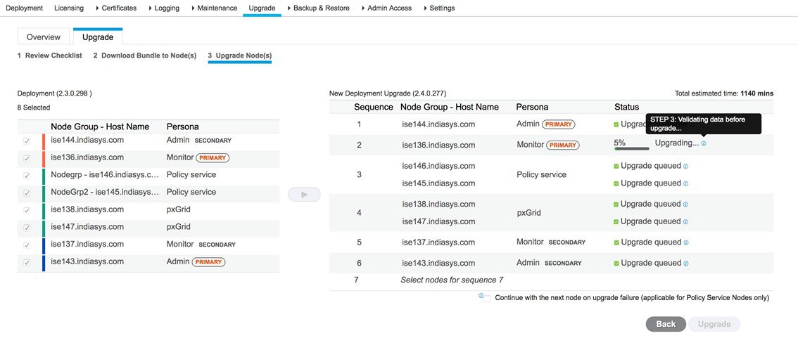 Cisco Identity Services Engine リリース 2.3 アップグレード ガイド - GUI からの Cisco ISE ...