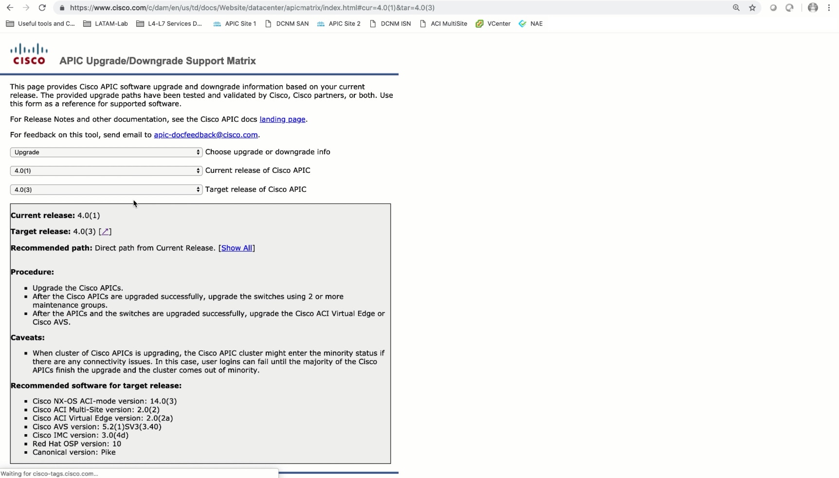 ACI software upgrade process walkthrough