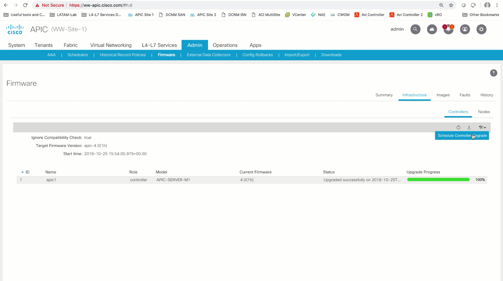 ACI software upgrade process walkthrough