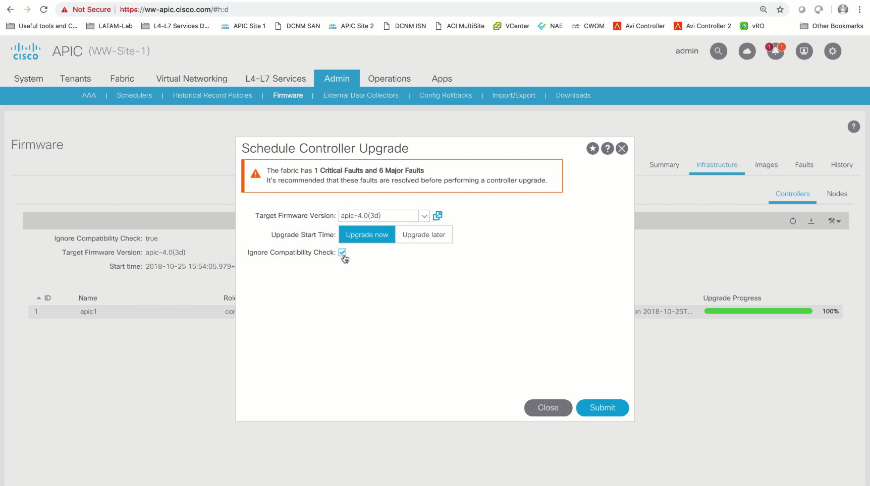 ACI software upgrade process walkthrough