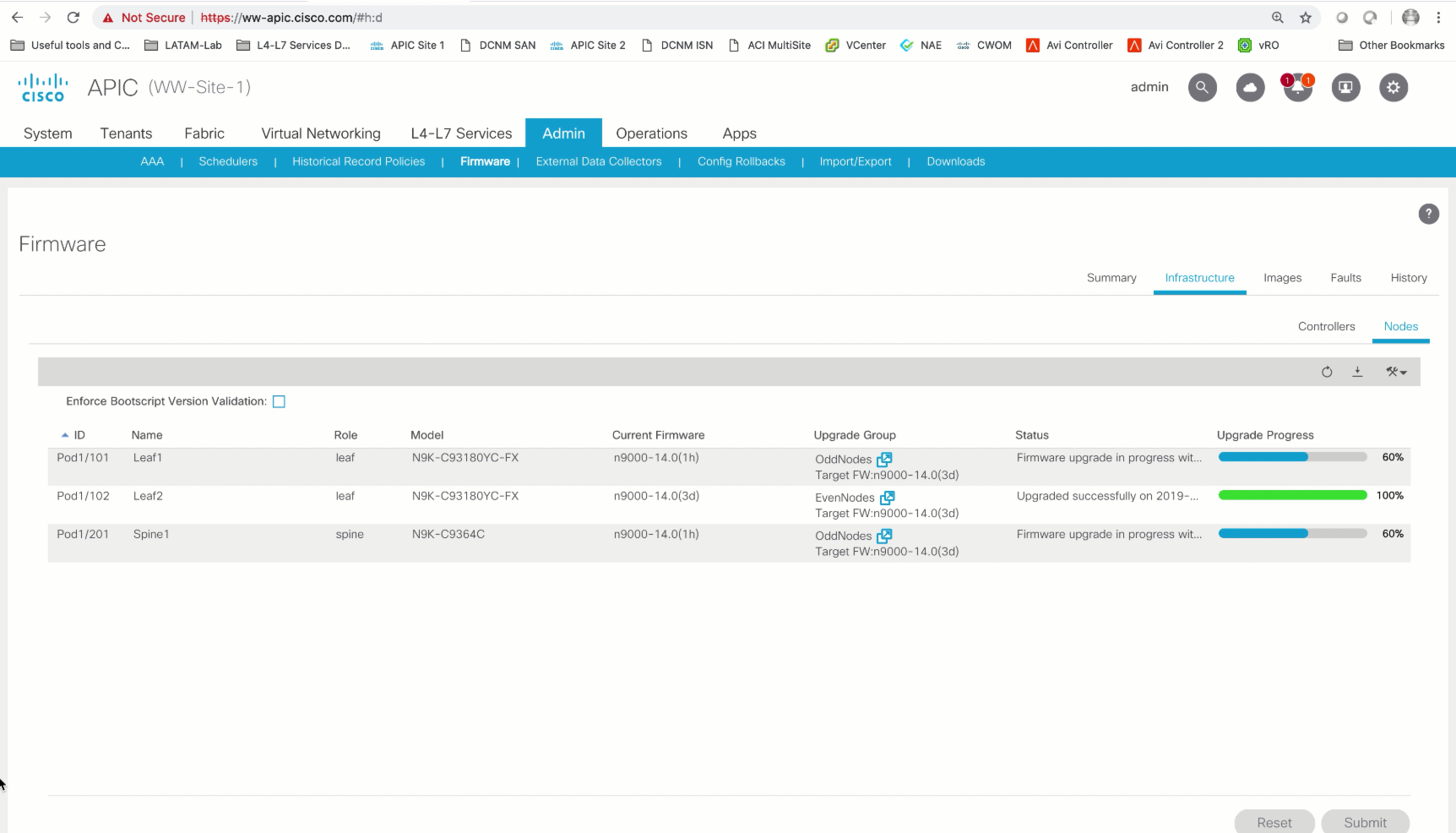 ACI software upgrade process walkthrough