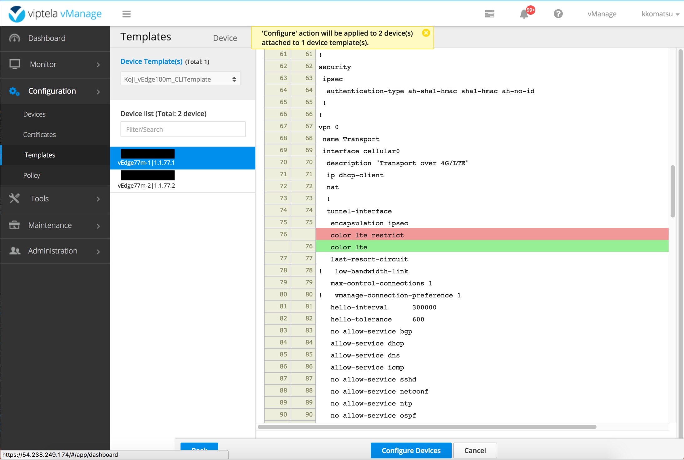 vManageテンプレート機能による設定管理 - Cisco