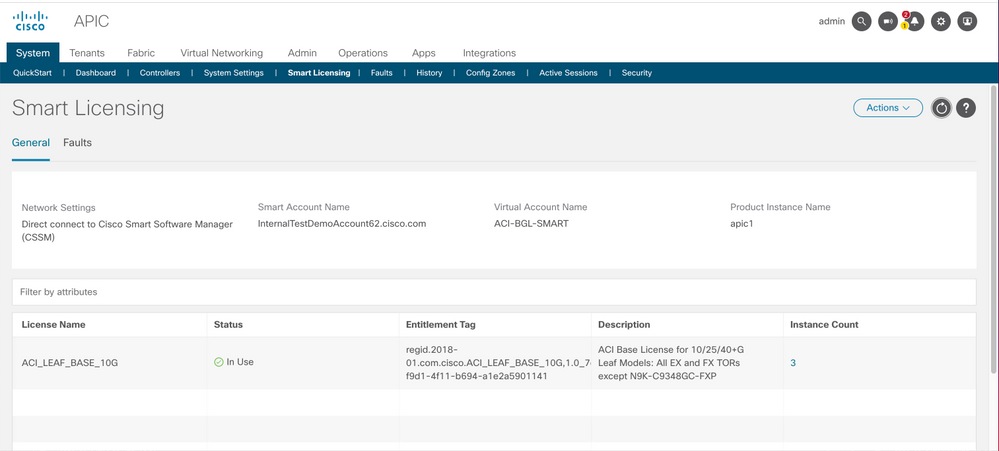 Aci 플랫폼에서 Smart Licensing 정책 구성 및 문제 해결 Cisco