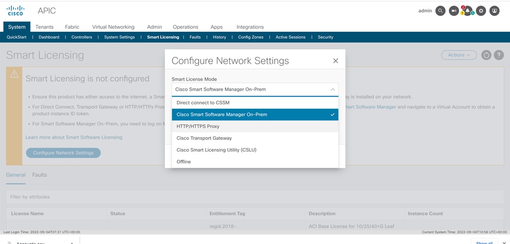 ACI 플랫폼에서 Smart Licensing 정책 구성 및 문제 해결 - Cisco