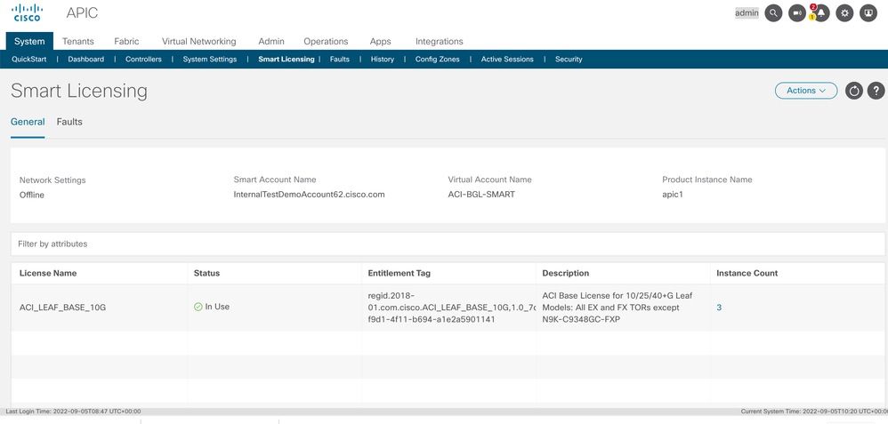 ACI 플랫폼에서 Smart Licensing 정책 구성 및 문제 해결 - Cisco