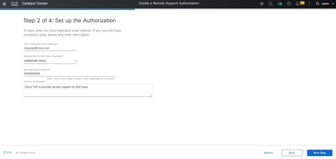 Functie voor autorisatie van Cisco DNA Center Remote Ondersteuning ...