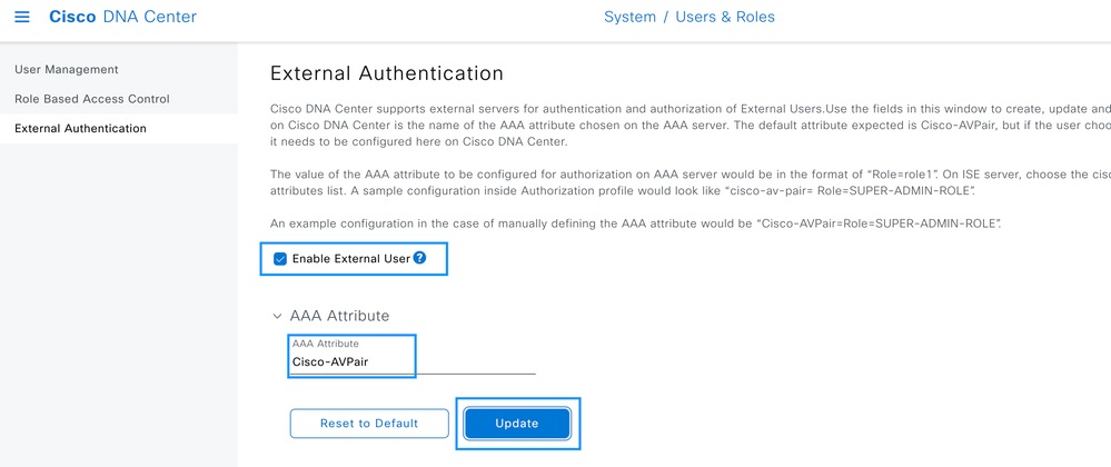 DNA Center 및 ISE 3.1에서 RADIUS 외부 인증 구성 - Cisco