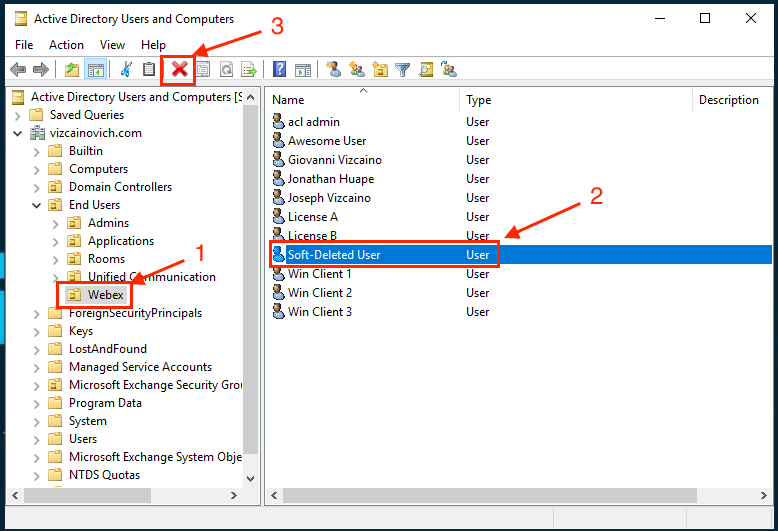 Configuración de Directory Connector para eliminar usuarios mediante software en ejecución en ...