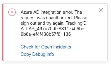 清除Azure AD整合錯誤"；請求未經授權" - Cisco