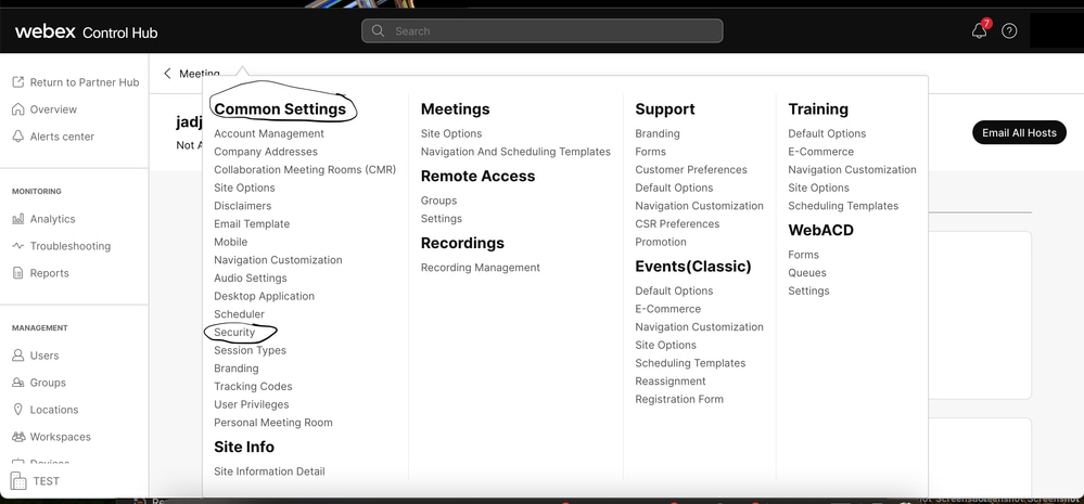 Pcn 또는 Control Hub 회의를 위한 호스트 오디오 전 참가 구성 Cisco